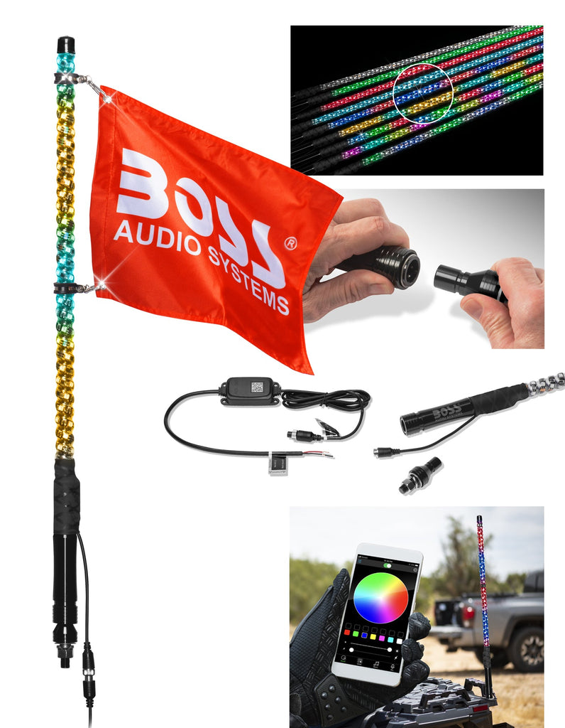 Boss Audio - 2' Rgb Led Whip W/ Bluetooth Controller – Topline Performance Products